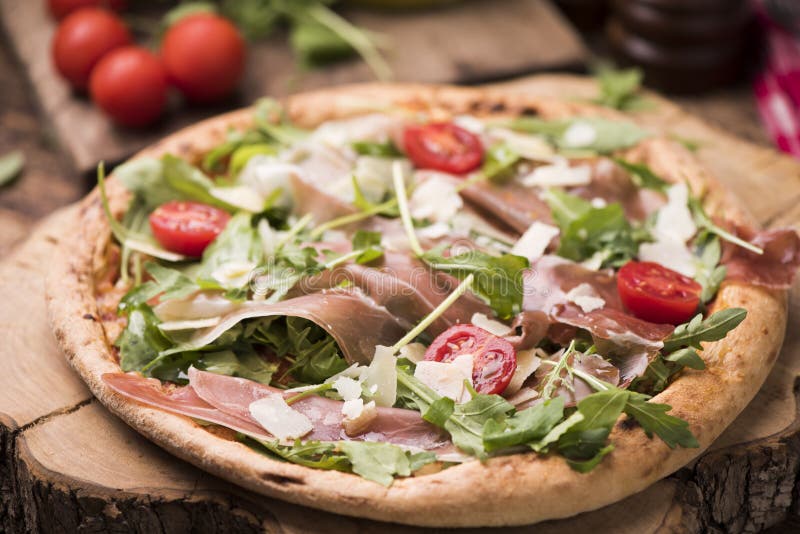 Italian rucola pizza. stock image. Image of delicious - 100126497