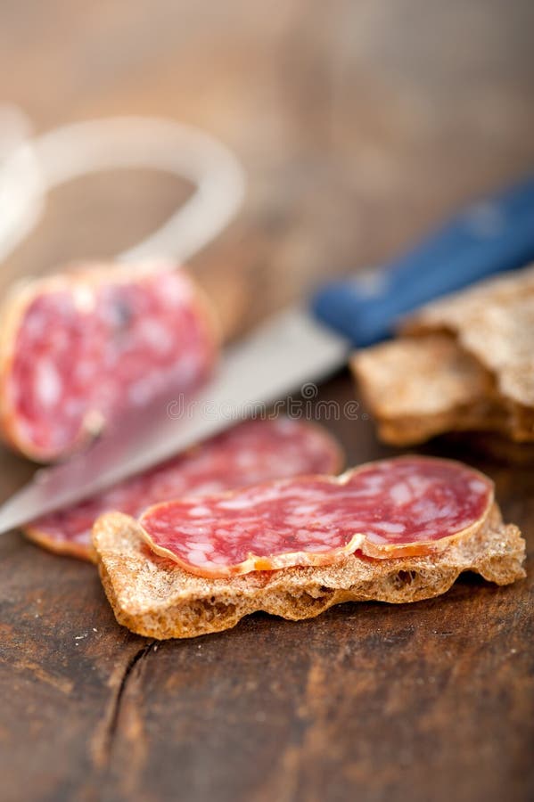 Italian Salame Pressato Pressed Slicing Stock Photo - Image of ...