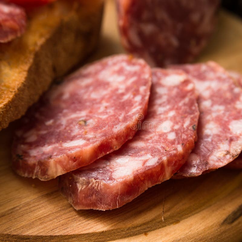 Italian salami stock photo. Image of food, board, sausage - 67406104