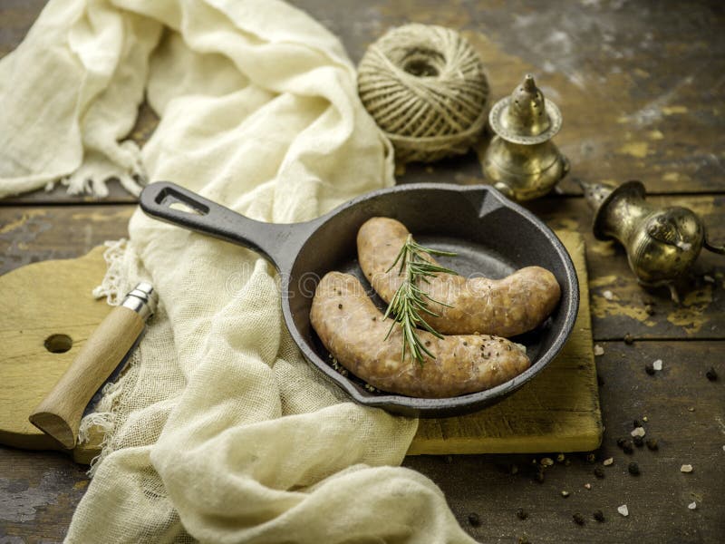 Italian Sausage Over a Rustic Table Stock Photo - Image of ingredient ...