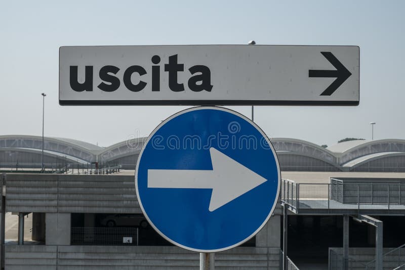 Italian sign exit stock image. Image of roadside, blank - 56963067