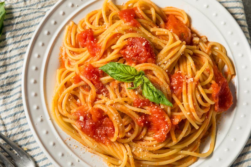 Italian Spaghetti Al Pomodoro Pasta Stock Image - Image of vegetable ...