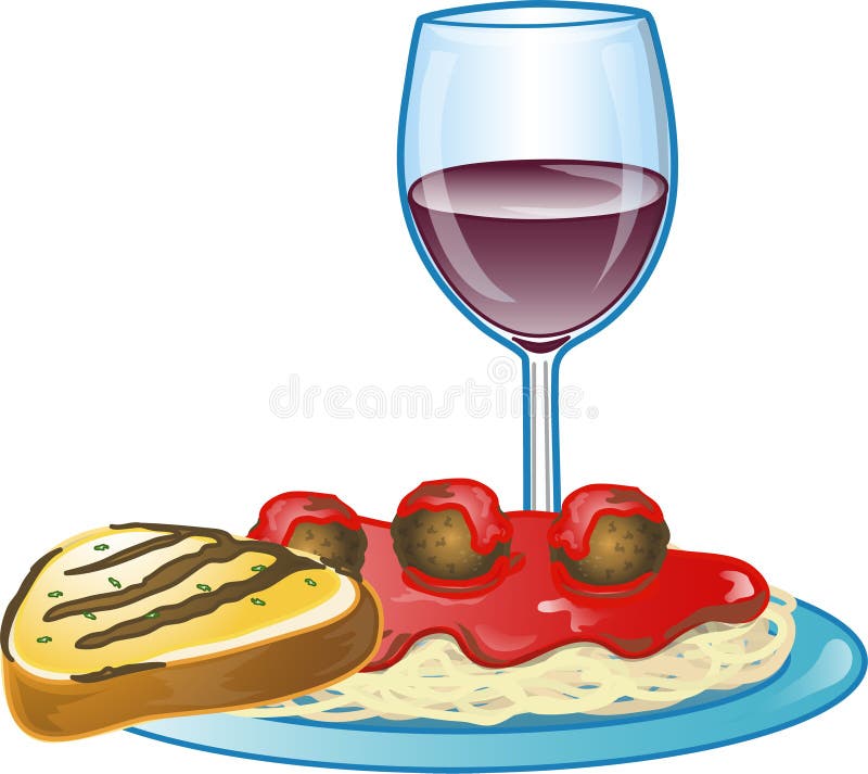 Italian spaghetti dinner stock vector. Illustration of wine - 8401418