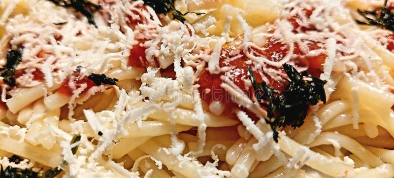 Italian Spaghetti with Goat Cheese and Parsley. Stock Image - Image of ...