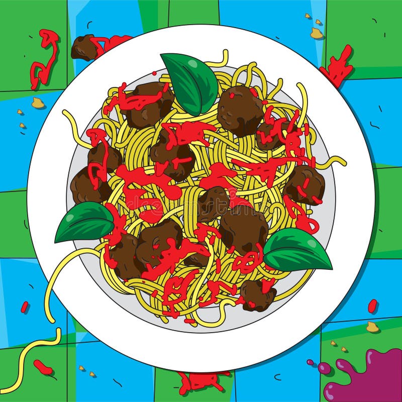 Italian spaghetti stock vector. Illustration of pasta - 95563030