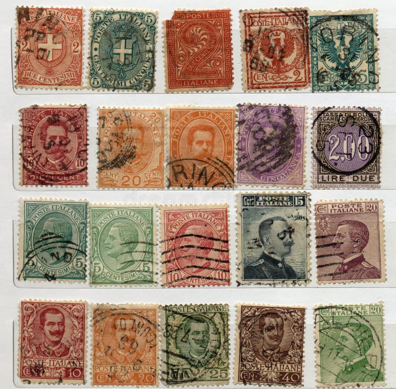 Italian old Stamps editorial image. Image of heads, retro - 7387365