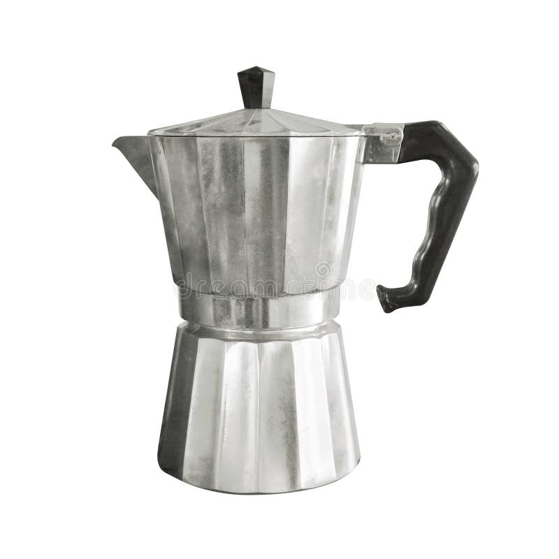 Italian Style Coffee Pot or Moka Pot Isolated on White Stock Image ...
