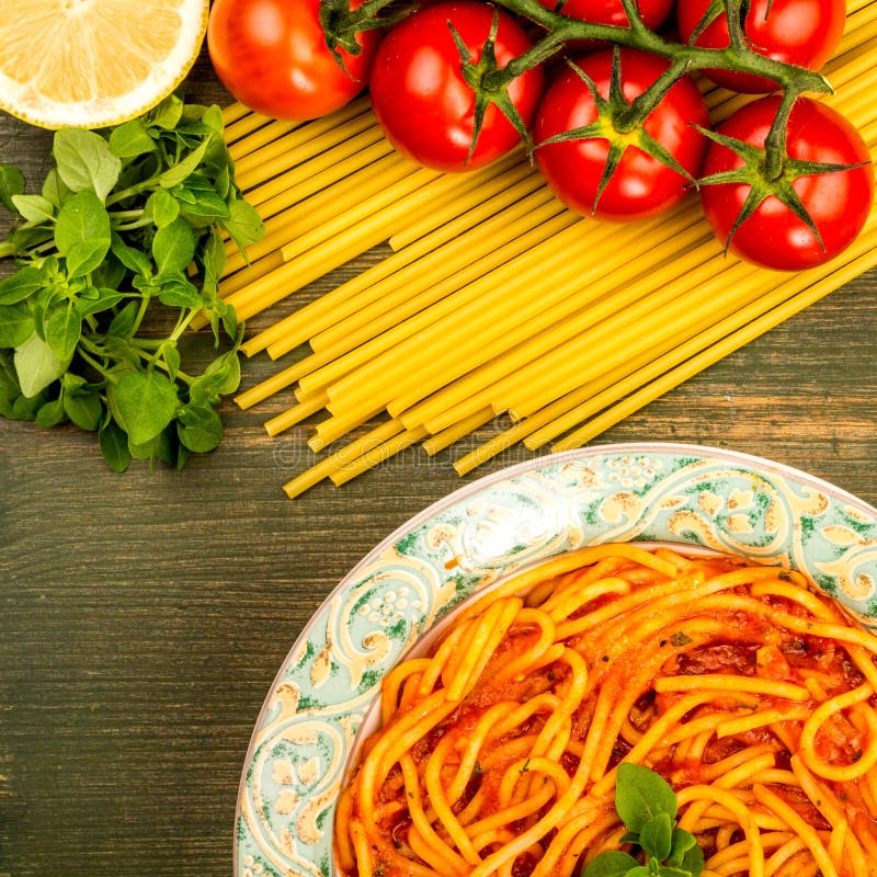 Italian Style Fresh Spaghetti in Tomato Sauce Stock Photo - Image of ...