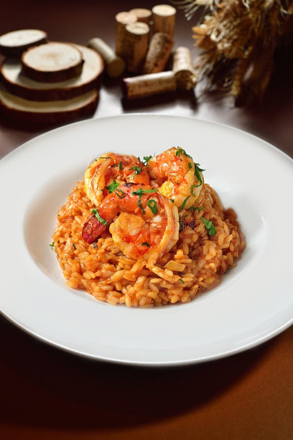 Italian Style Prawn Shrimp Risotto Stock Photo - Image of dinner, basil ...