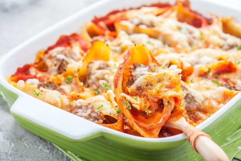 Italian Style Stuffed Pasta Shells Stock Image - Image of herb, meat ...