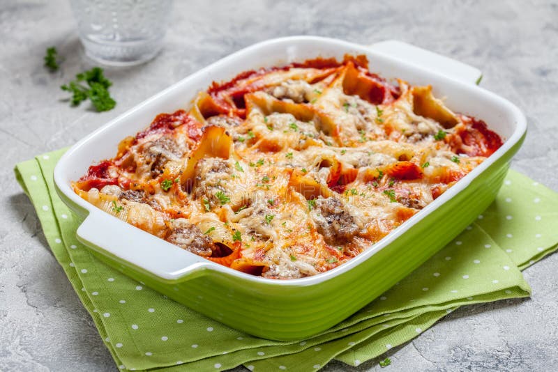 Italian Style Stuffed Pasta Shells Stock Photo - Image of food ...