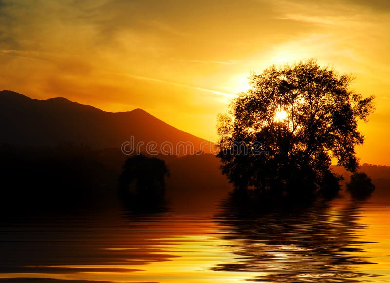 Italian sunset stock image. Image of harvesting, water - 4156765