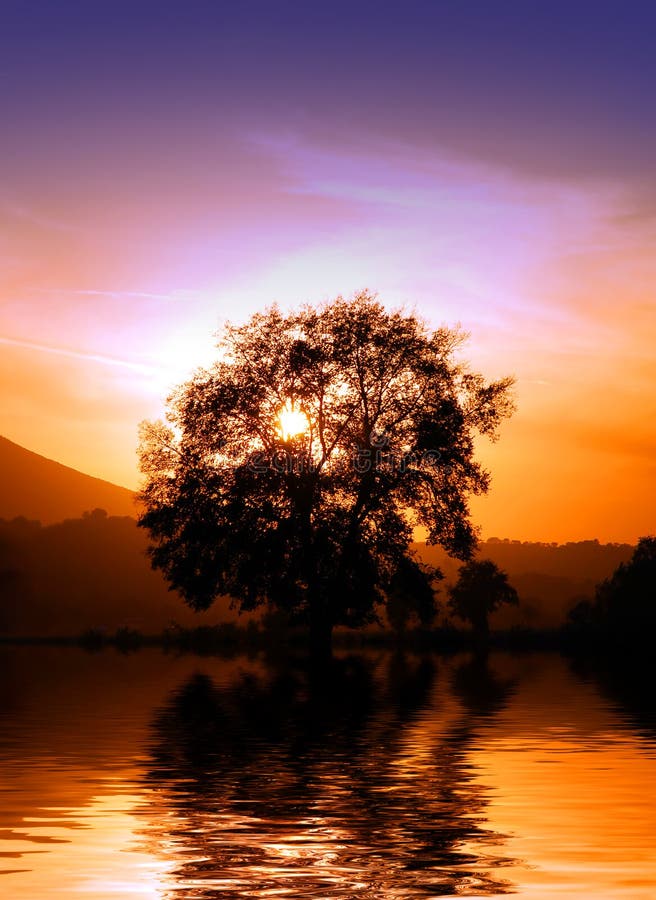 Italian sunset stock image. Image of harvesting, water - 4156765