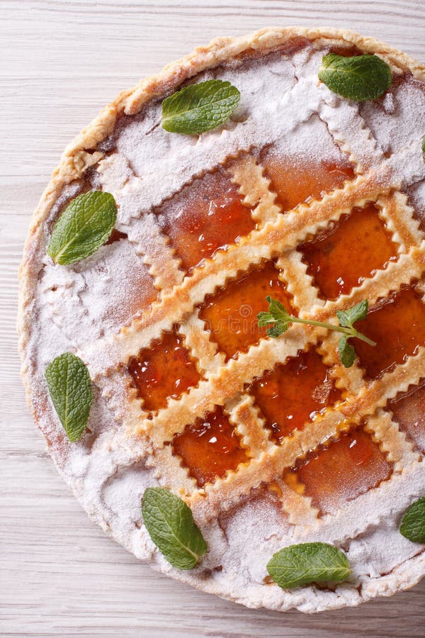 Italian Tart with Apricot Jam Close Up Vertical Top View Stock Image ...
