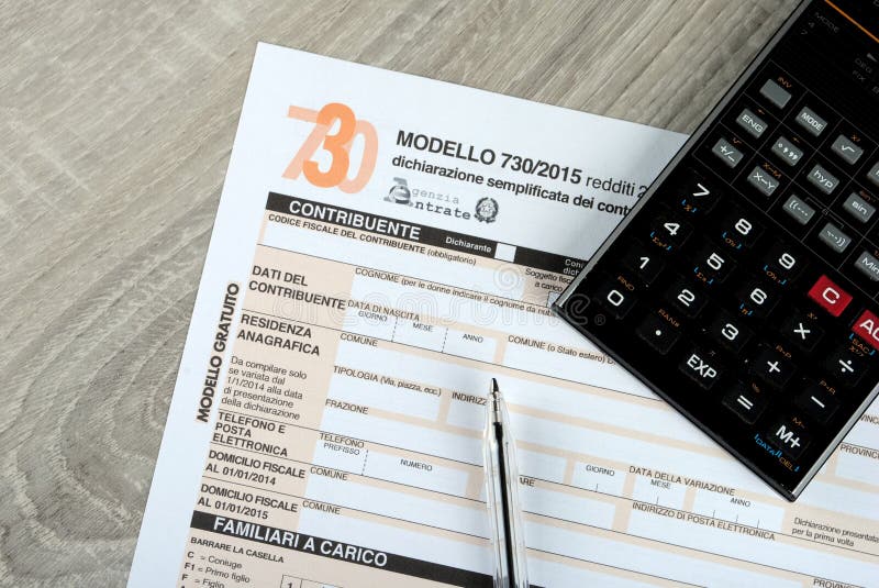 Italian 730 Tax Form, 2015 Edition Stock Image - Image of calculate ...