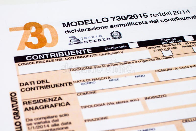 Italian Tax Return Called 730 Stock Image - Image of declaration ...