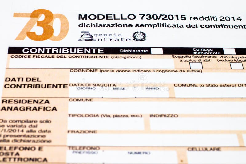 Italian Tax Return Called 730 Stock Image - Image of income, banking ...