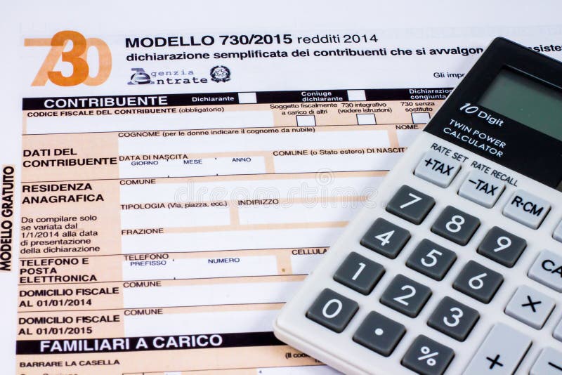 Italian Tax Return Called 730 Stock Image - Image of income, banking ...