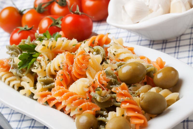 Italian three color pasta stock photo. Image of meal - 13779880