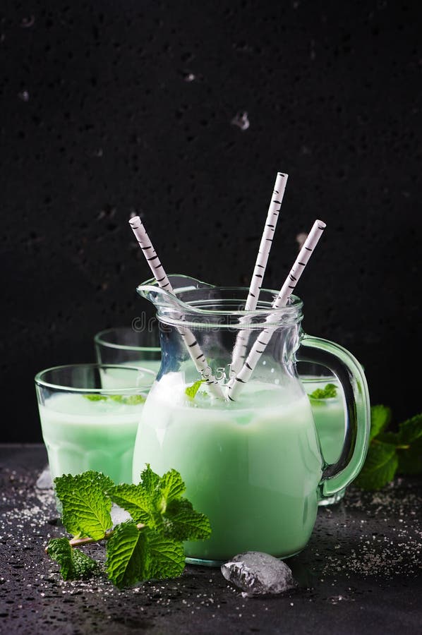 Italian Traditional Milk with Mint Stock Photo - Image of dessert, food ...