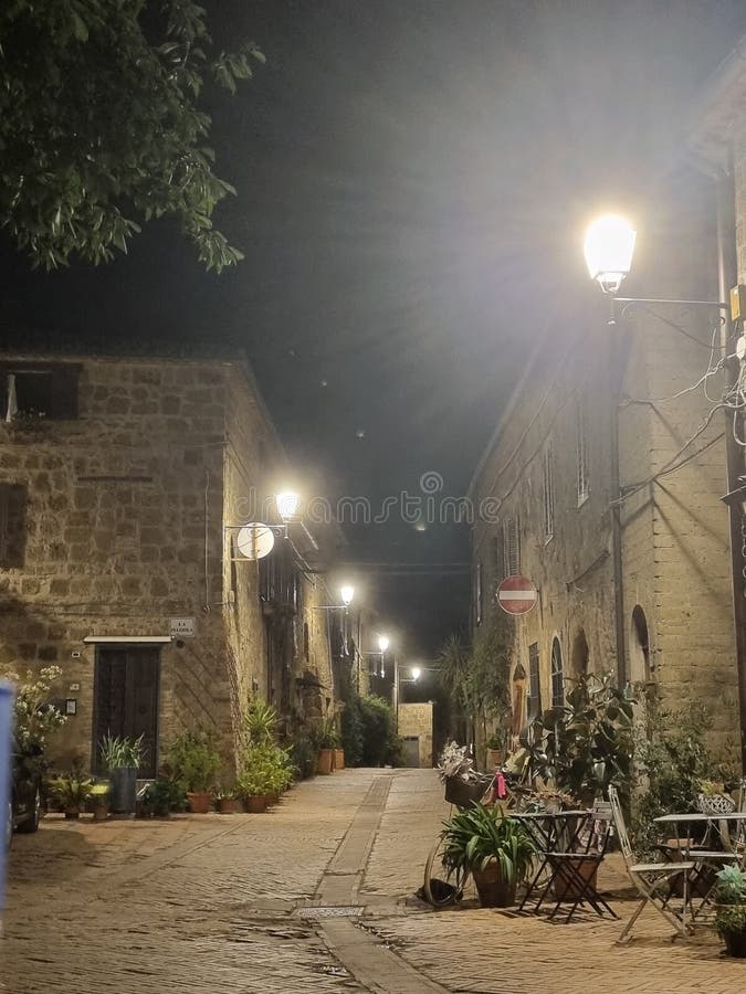 Italian treet at night stock photo. Image of infrastructure - 254512124