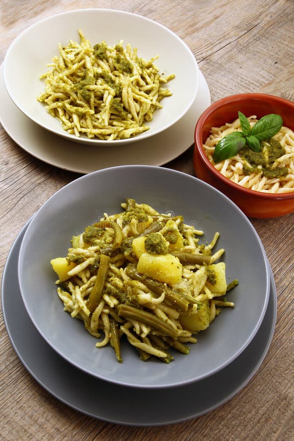 Italian Troffie with Pesto Sauce Stock Image - Image of mediterranean ...
