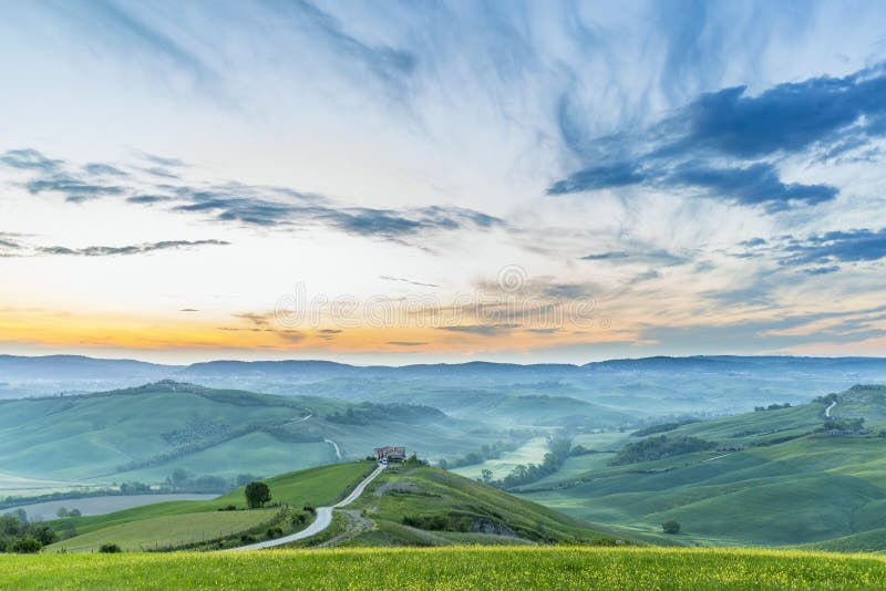 Italian Valley in the Dawn Light Stock Photo - Image of dawn, rural ...