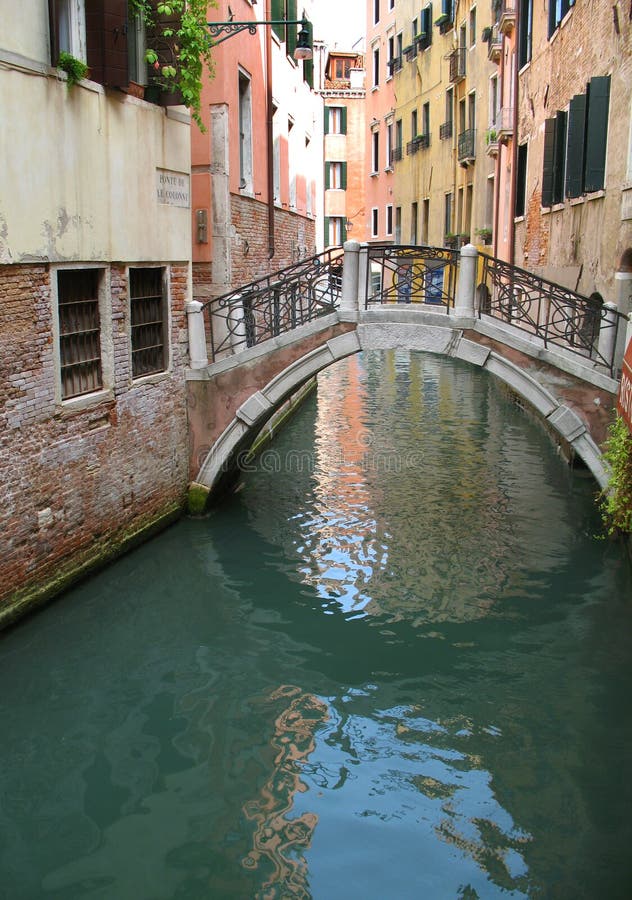 Back Alley and Pedestrian Bridge in Venice Italy Stock Image - Image of ...