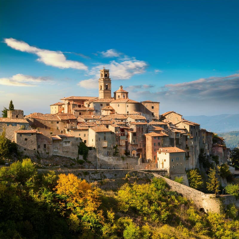 Italian Village on a Hill, AI Generated Stock Illustration ...