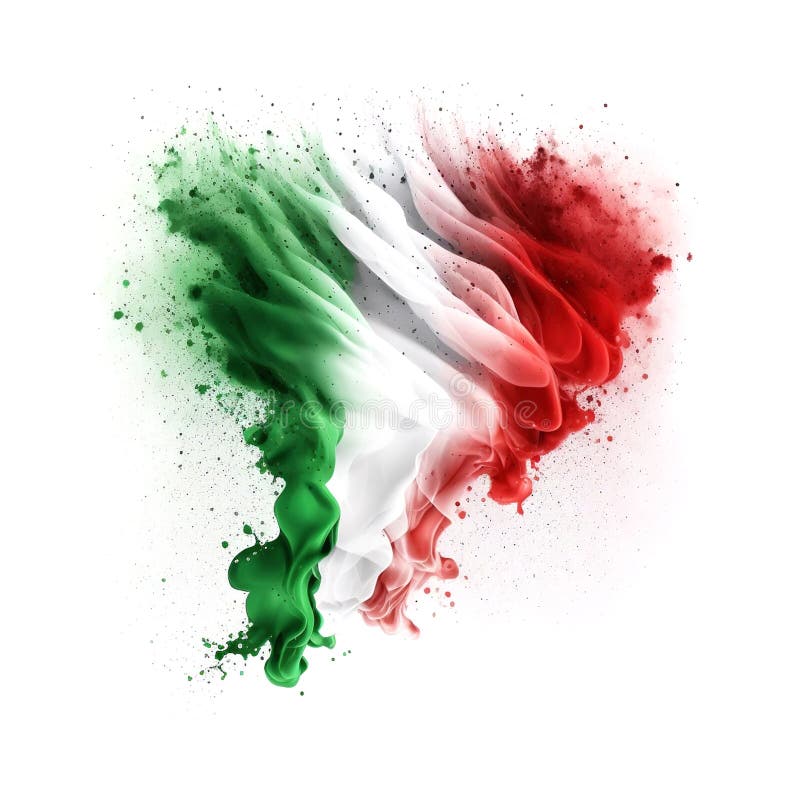 Italian Wave Flag, Fine Powder Exploding on a White Background Stock ...