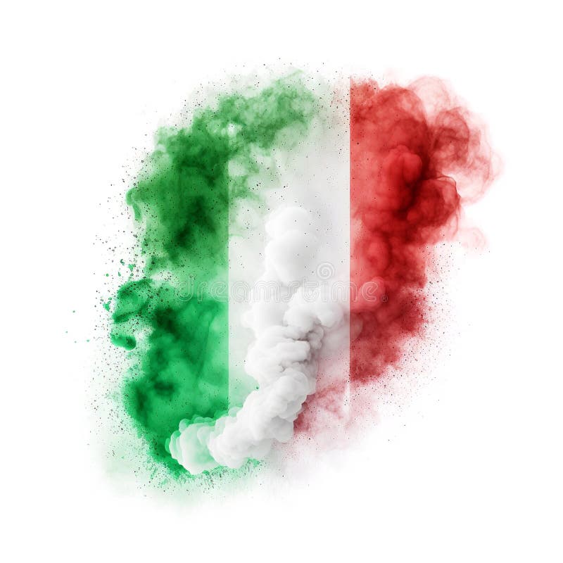 Italian Wave Flag, Fine Powder Exploding on a White Background Stock ...