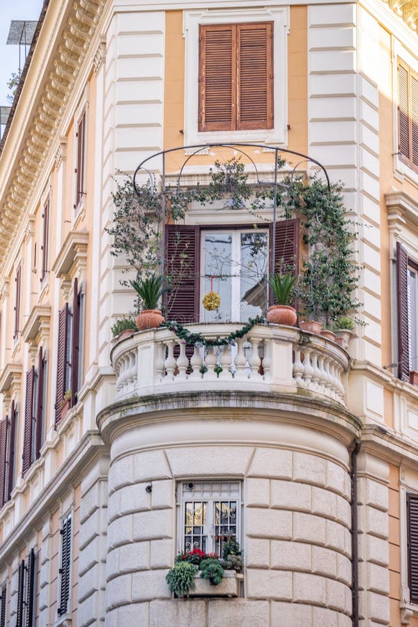 Italian Window with Open Wooden Shutters Stock Image - Image of green ...