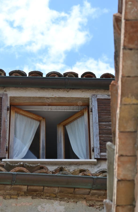 Italian window stock image. Image of open, roof, house - 95258417