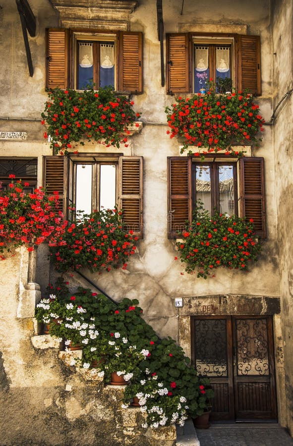 Italian windows editorial stock photo. Image of cityscape - 47596313