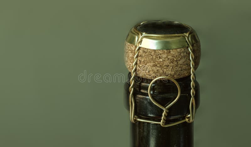 Italian Wine Bottle Neck with Cork Fastened with Wire Side View with ...