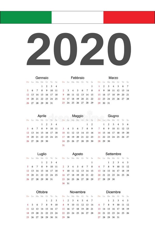 Italian 2020 Year Vector Calendar Stock Vector - Illustration of modern ...