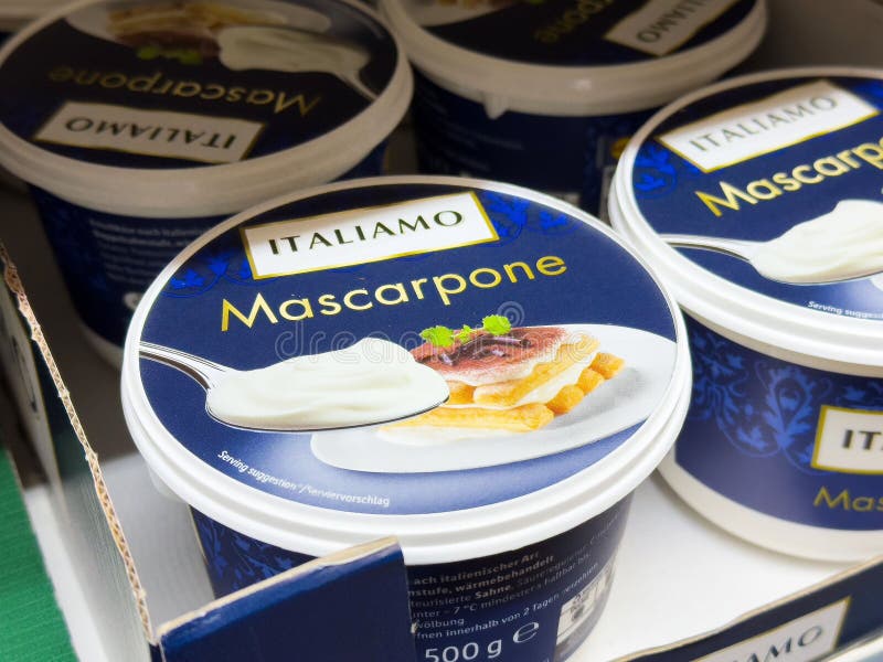 Italiano Mascarpone Cheese Packaging with Blue Label Design Editorial ...