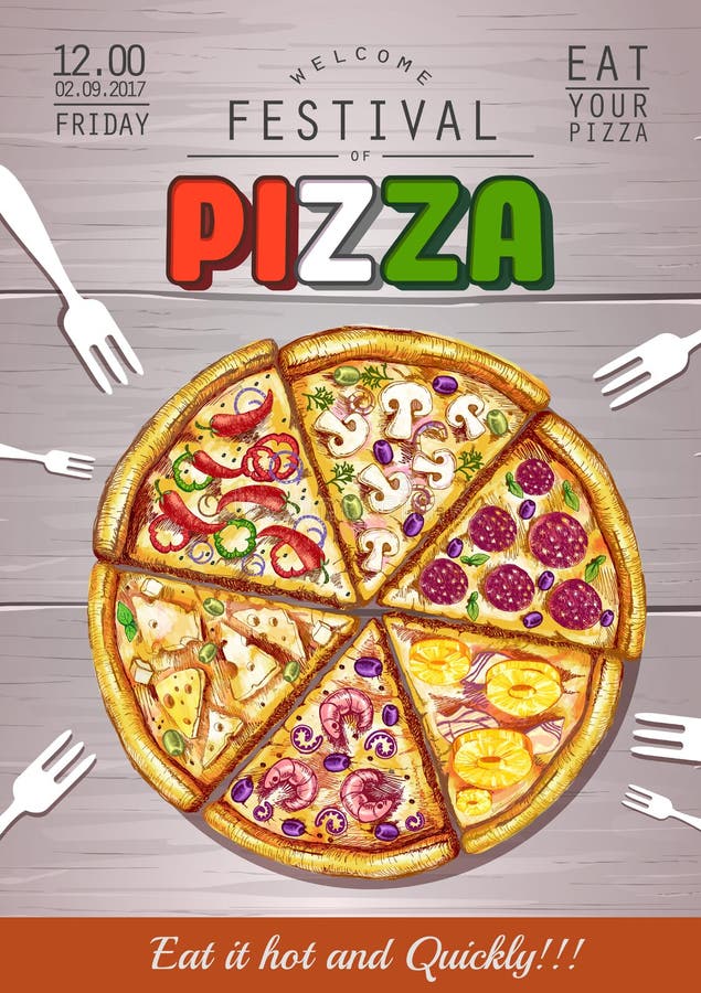 Italiano Pizza Poster Background Stock Vector - Illustration of cooking ...