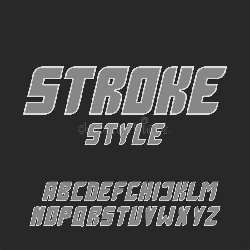 Italic Bold Gray Font with Stroke Letters Set, Minimal Style Modern ...