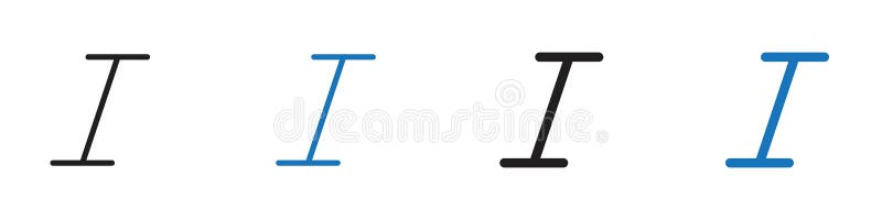 Italic Icon Vector Set Outline Stock Illustration - Illustration of ...