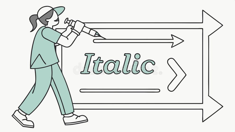 Italic Text Style, Typography and Text Formatting Vector Design ...