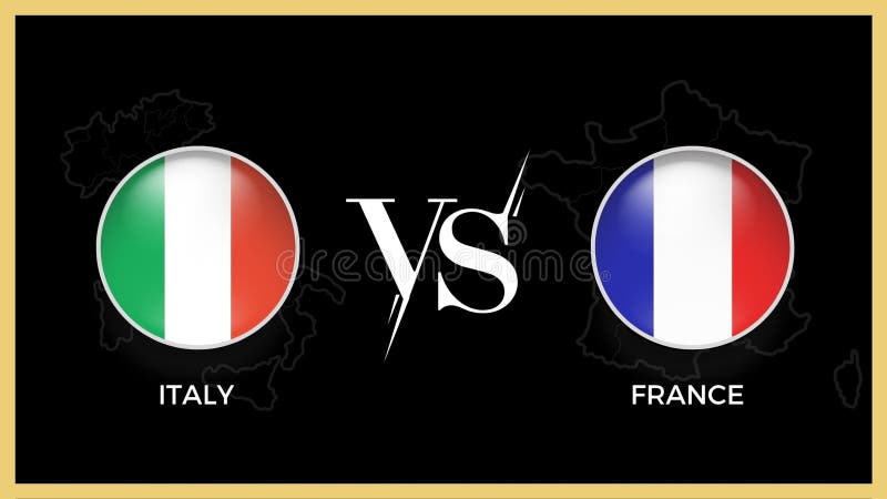 Italy Vs France in Rugby Tournament, Circle Shaped Country Flag and ...