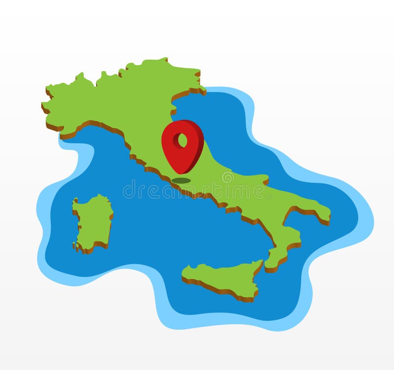 Vector Illustrated 3d Cartoon Looking Geographical Map of Italy Stock ...