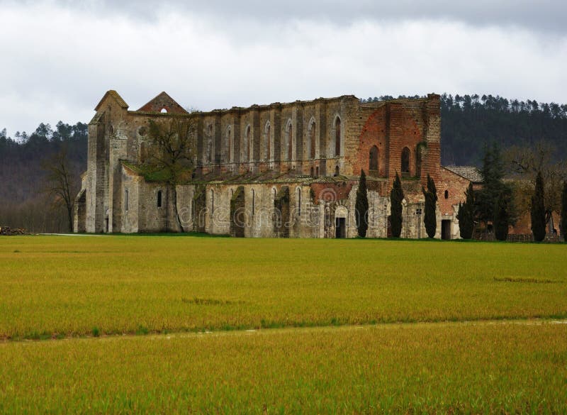 Italy abbey ruins stock image. Image of ancient, center - 36830635