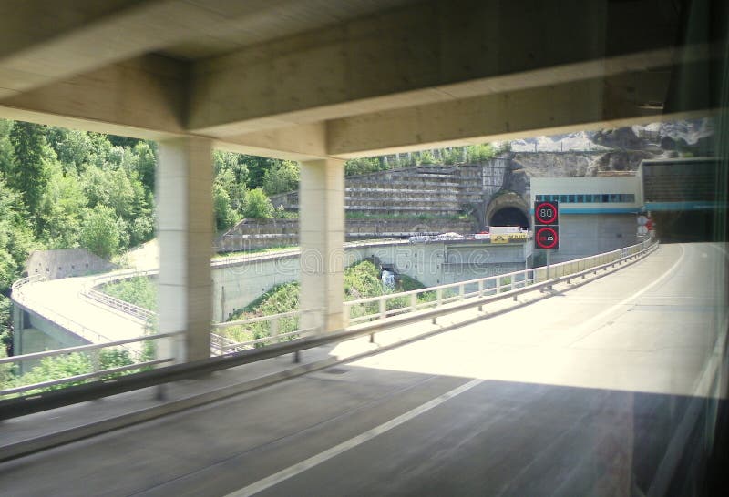 Italy, Alps, Expressway and Tunnel in the Mountains Stock Image - Image ...