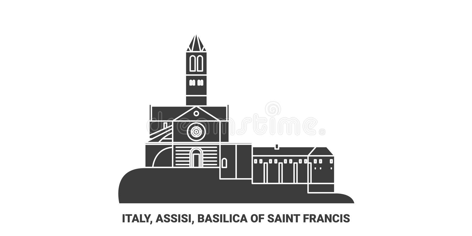 Italy Assisi Tourism Landmarks Vector City Travel Illustration Stock Vector Illustration Of