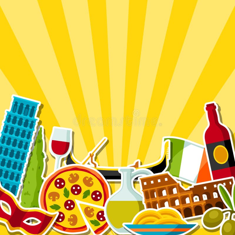 Italy Background Design. Italian Symbols and Objects Stock Vector ...