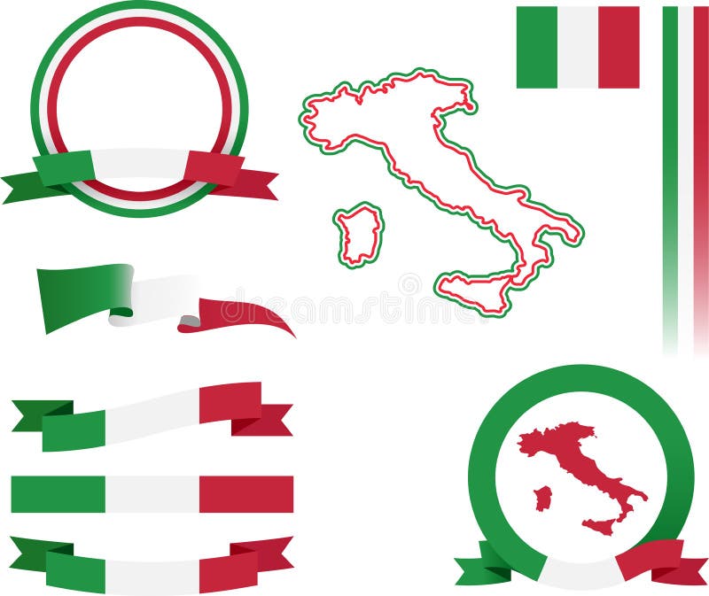 Collection Of Italian Country Flag Banners Stock Vector - Illustration ...