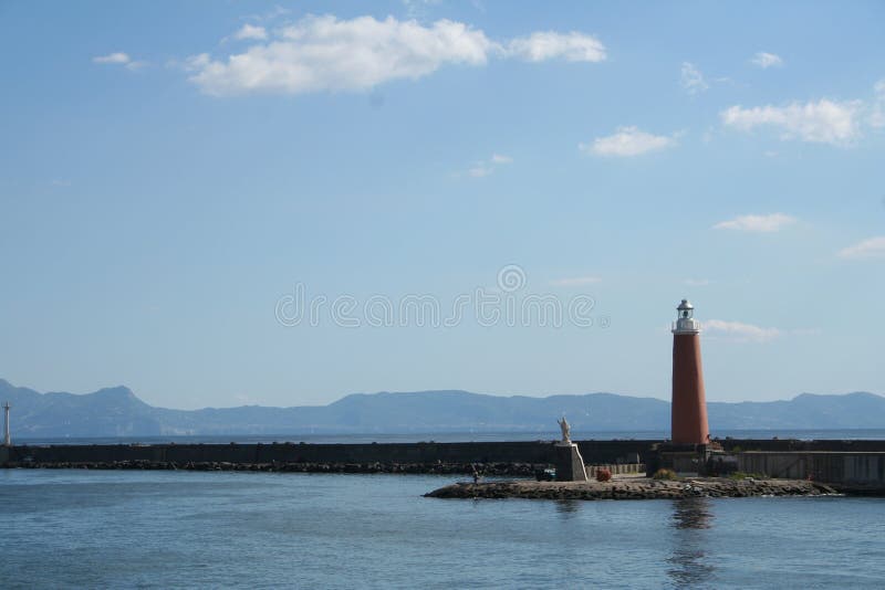 Italy. Beacon in Naples Gulf Stock Image - Image of nature, blue: 6901359