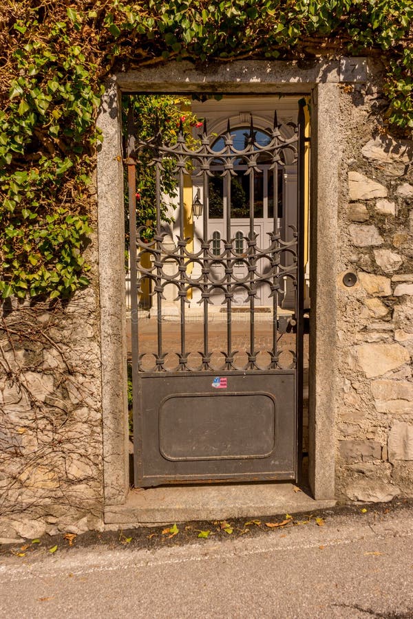 Italy, Bellagio, Lake Como, Steel Gate Stock Image - Image of front ...